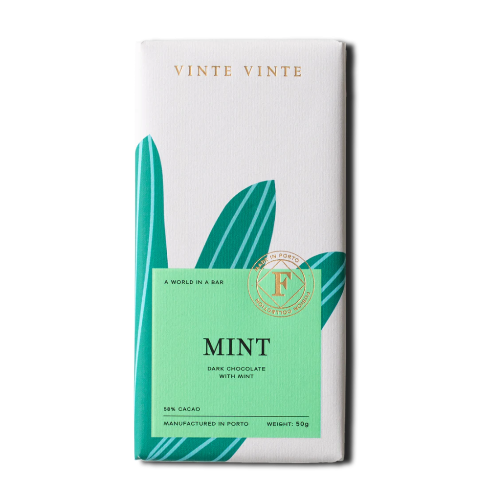Mørk chokolade 58% kakao med mint - Vinte Vinte – Portvinskælderen